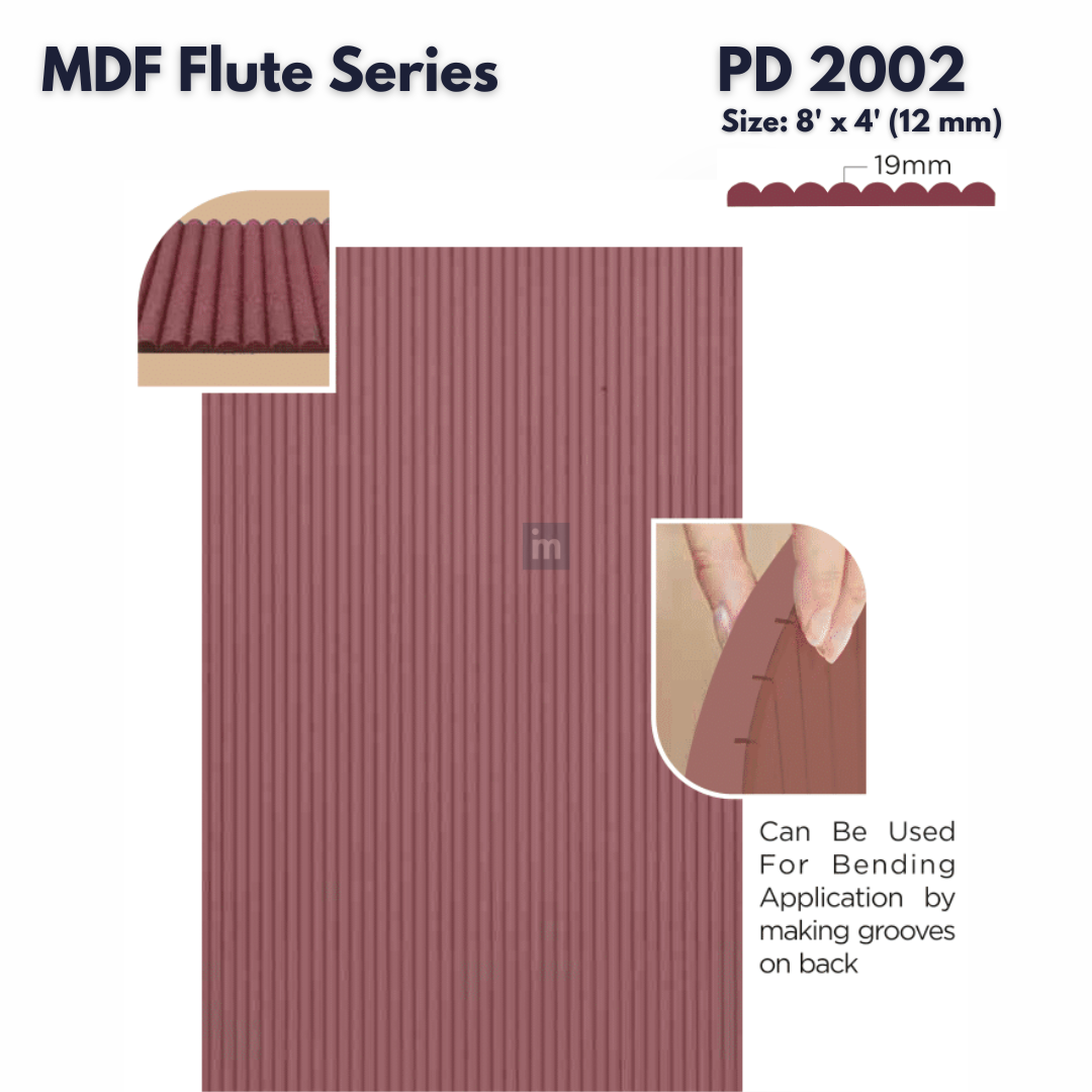 PD- 2002 - 12 MM HDHMR FLUTED PANEL - 3D PANEL (8 FT X 4FT ) - MDF FLU ...